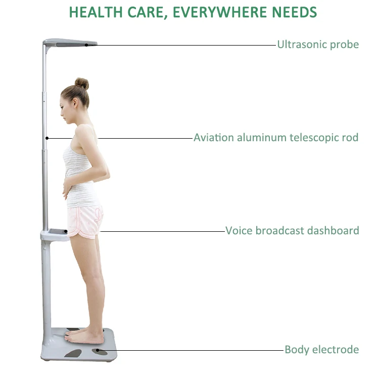 200KG Ultrasonic BMI Body Height Measure Weight Fat Scale