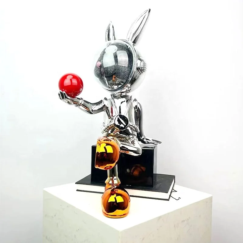 Customized Cartoon Sculpture Electroplated Rabbit Sculpture Mirror ...