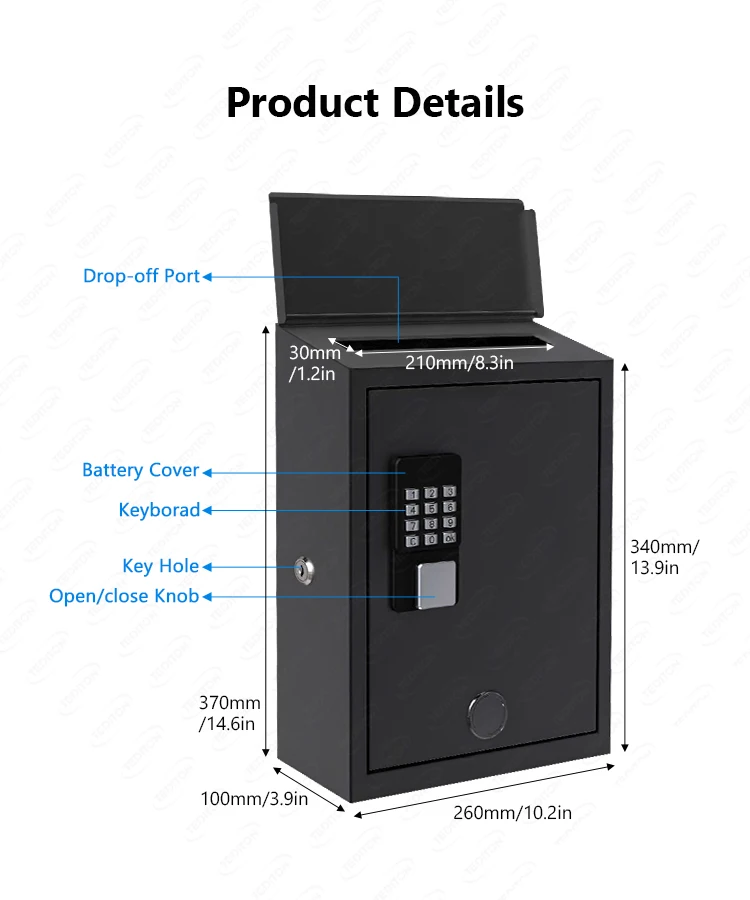 Waterproof Smart Mailbox with APP & USB Postal Drop Box
