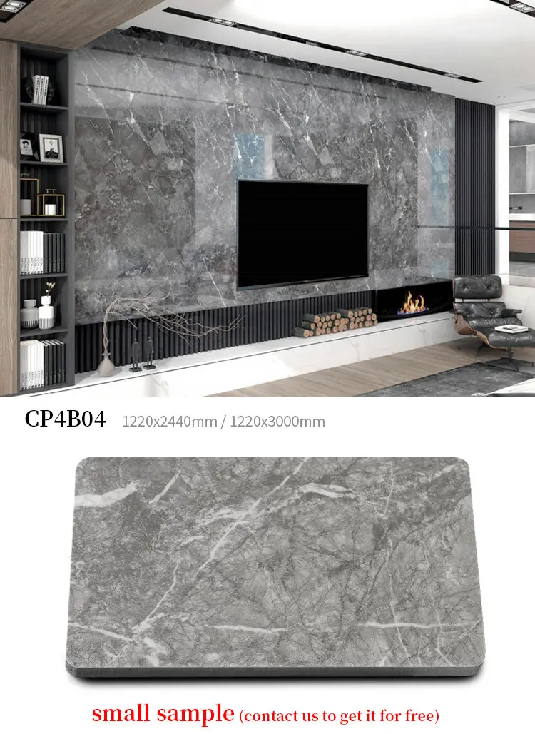 Interior Pet Wall Board 3000mm Bamboo Charcoal Glossy Uv Marble Veneer ...