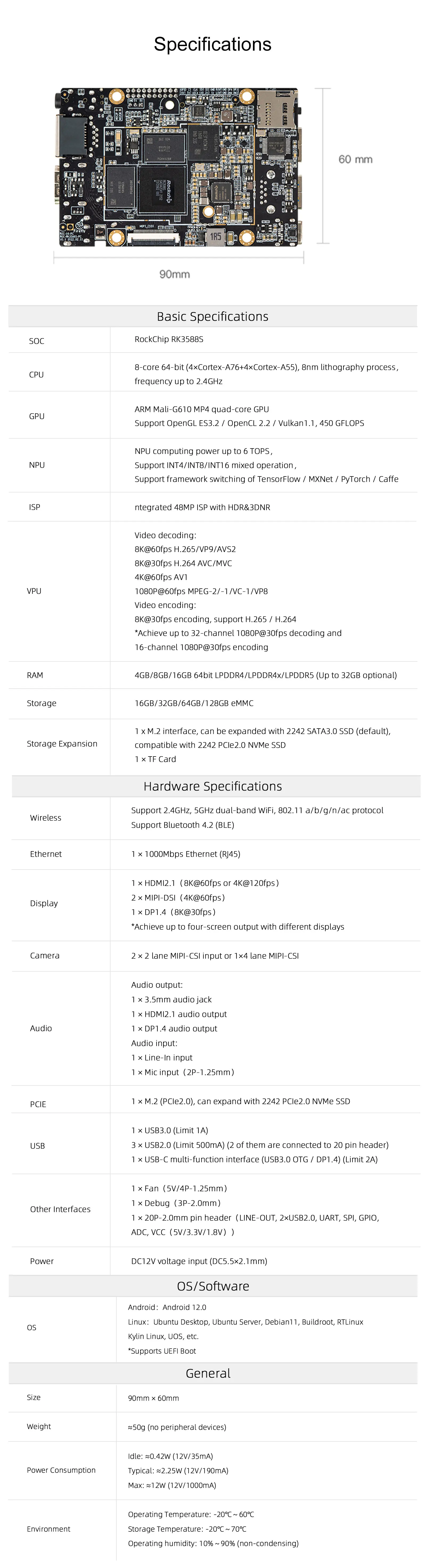 ROC-RK3588S-PC Development Board with 8GB Rockchip RK3588 NPU 6Tops ...