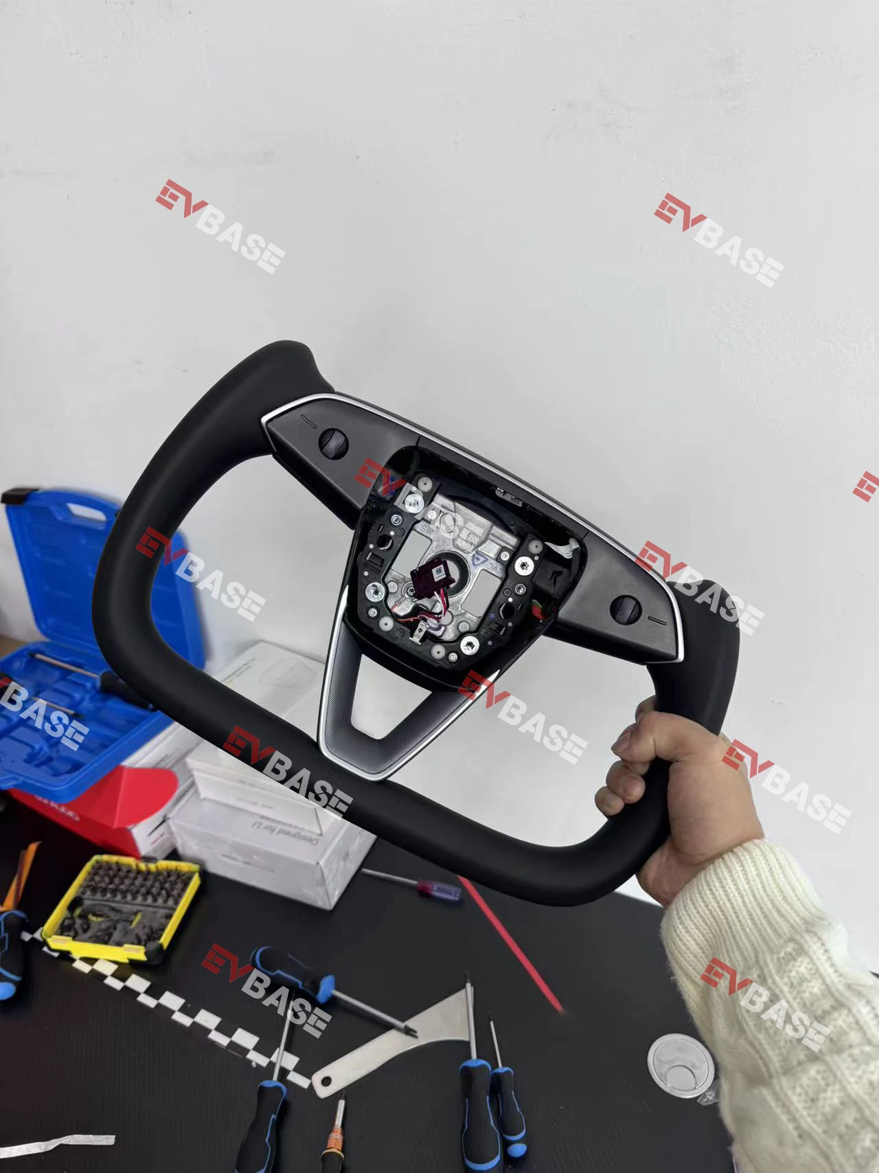 Evbase Tesla Model 3 Highland Yoke Nappa Leather White Model 3yoke ...