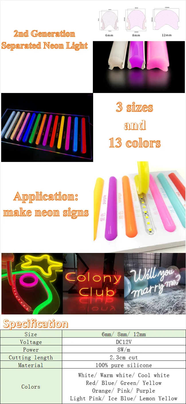 Wholesale 2nd Gen Separated Neon Lights 5V USB 1cm Cut Led Strip with ...