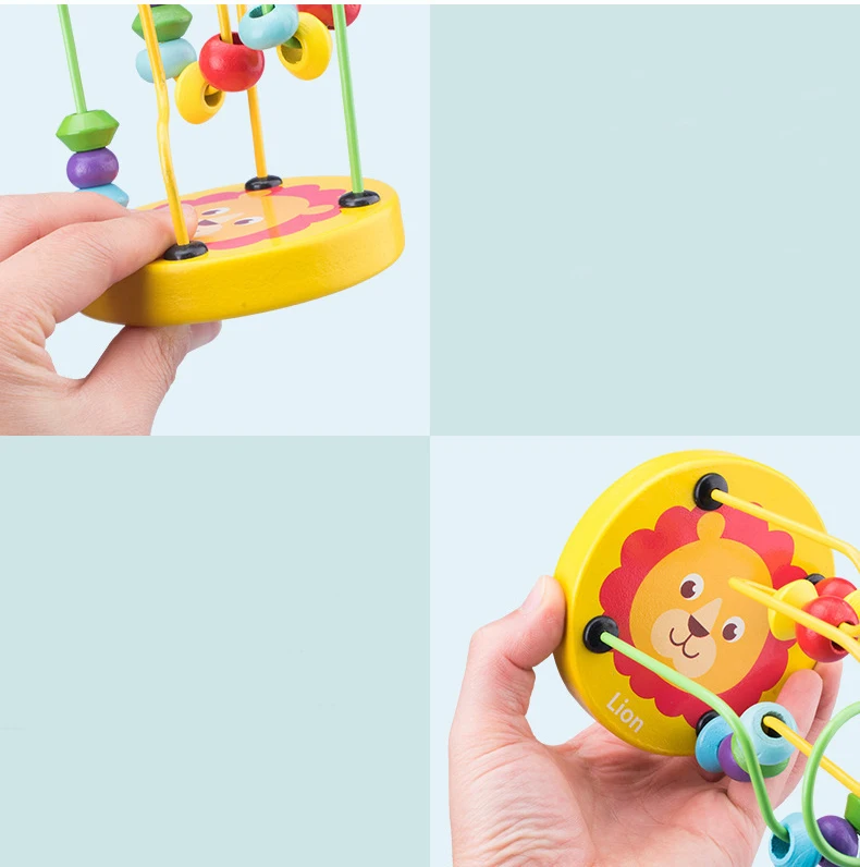 Toddlers Bead Maze Toy Wooden Colorful Beads Roller Coaster Game ...
