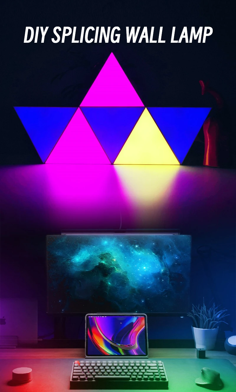 Remote And Touch Control Multicolor Triangle Modules Smart Wall Light ...