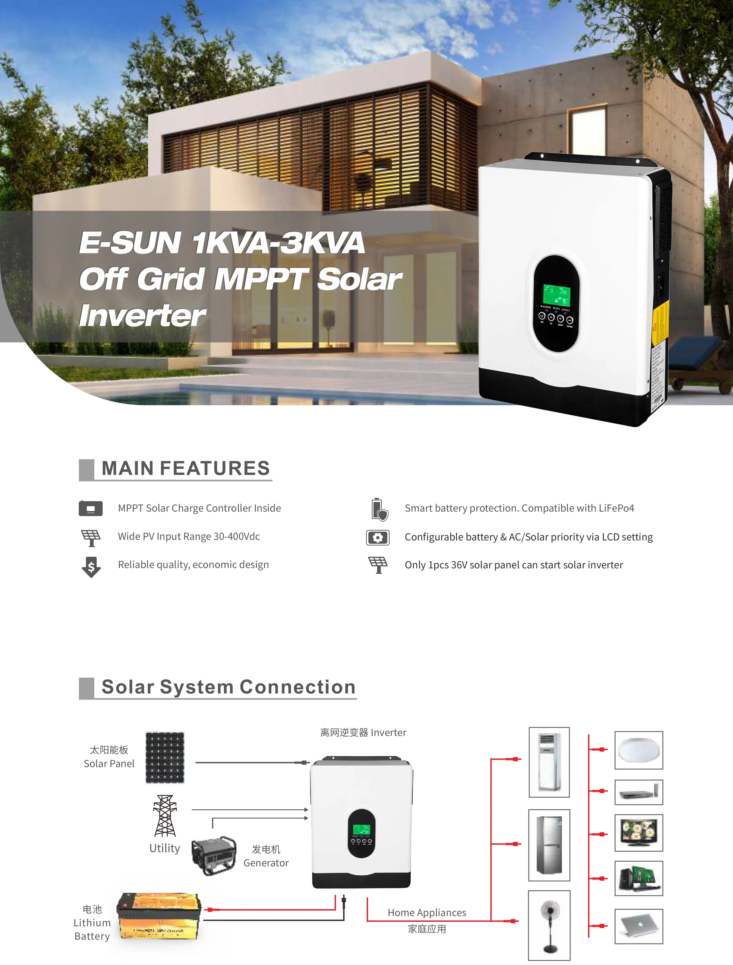 Sako Inverter 1kw 2kw 3kw 1kva 12v Inverters Hybrid Solar 24v off Grid ...