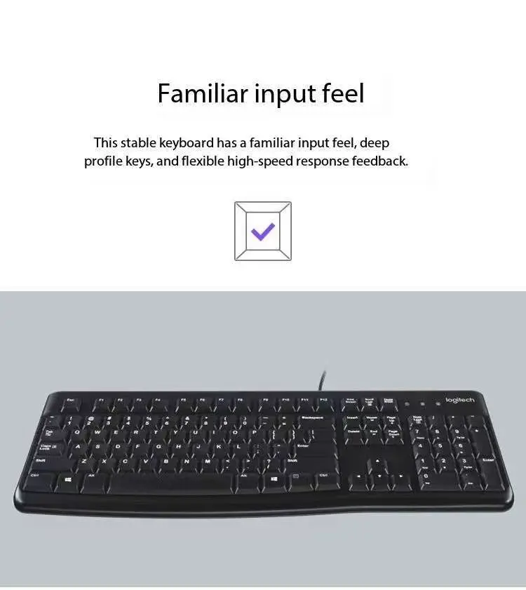 Logitech K120 1.5-meter Splash Proof Design For Comfortable Touch Usb Desktop External Laptop ...
