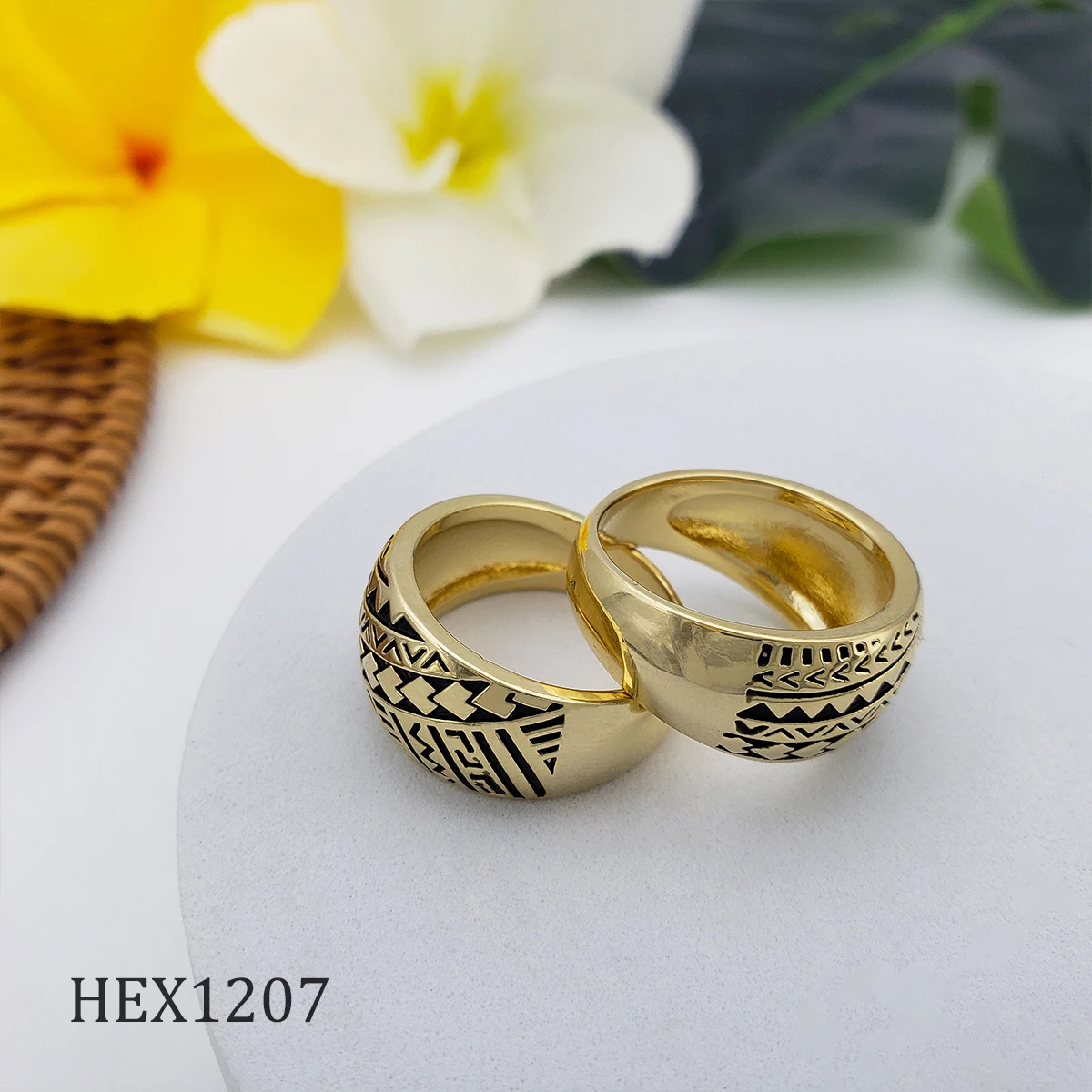 Alibaba.com: Hawaiian Rings Men's Gold Plated Brass Jewelry Tribal Tattoo Scroll Design for ...