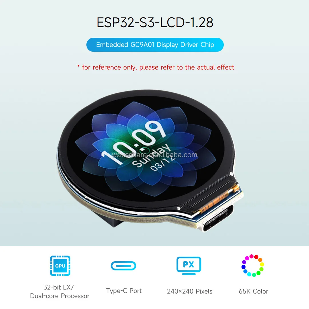 ESP32-S3 Development Board with 1.28inch IPS LCD Display