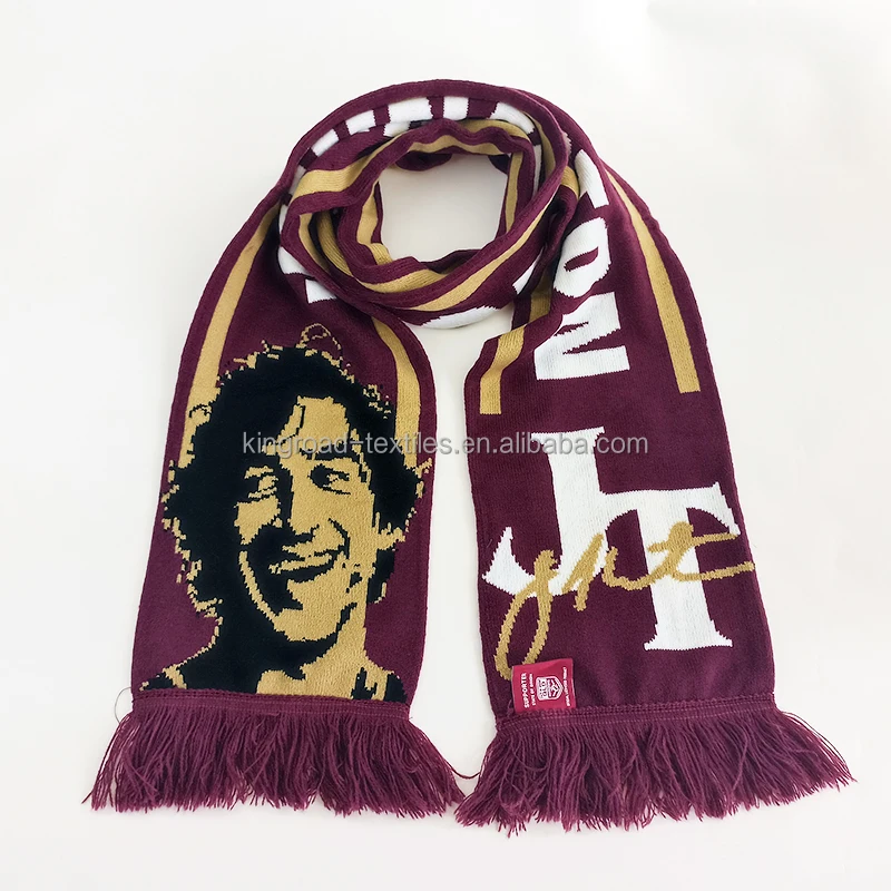 Custom Embroidery Jacquard Soccer Team 100% Acrylic Long Scarf National ...