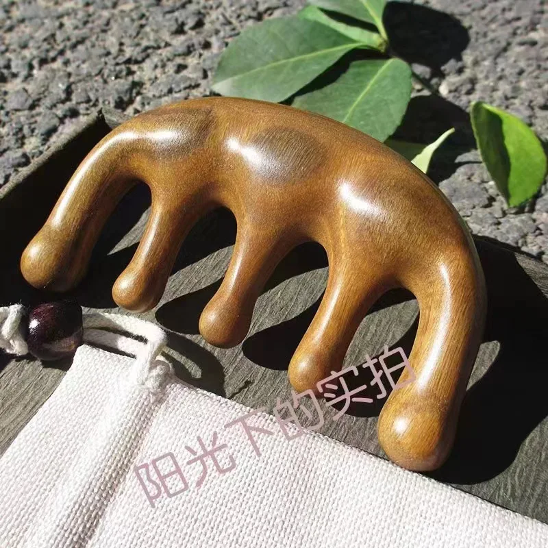 Wholesale Natural Green Sandalwood Comb Wide Tooth Round Ball Meridian ...