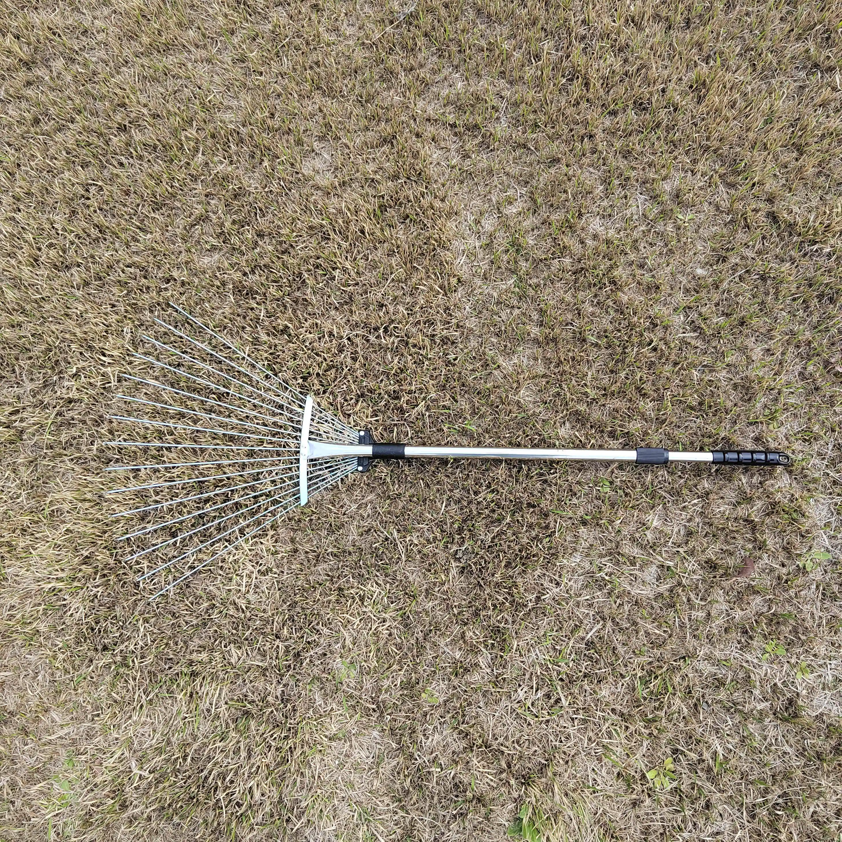 Long Handle Rake - Adjustable Garden Leaf Rake Telescopic
