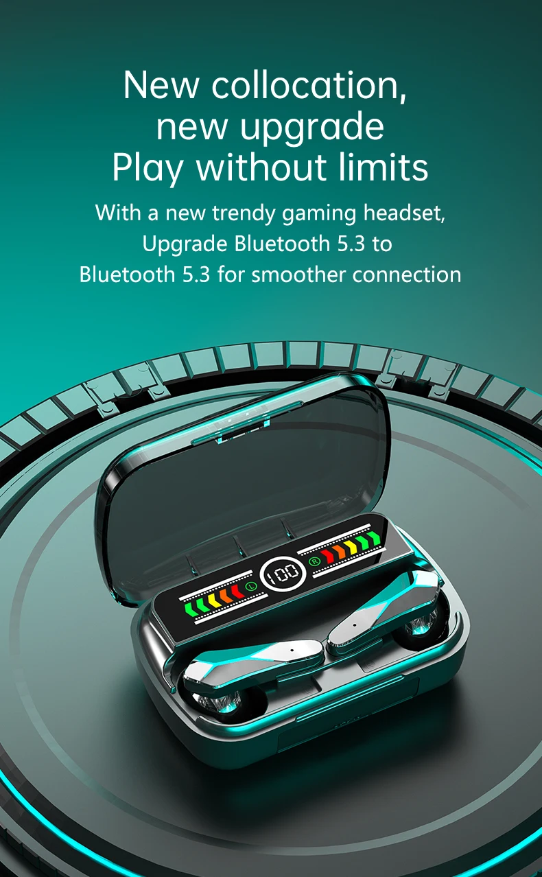 M12 Tws Earphone Bt 5.3 Wireless Headphones Hifi Stereo Earbuds Power ...