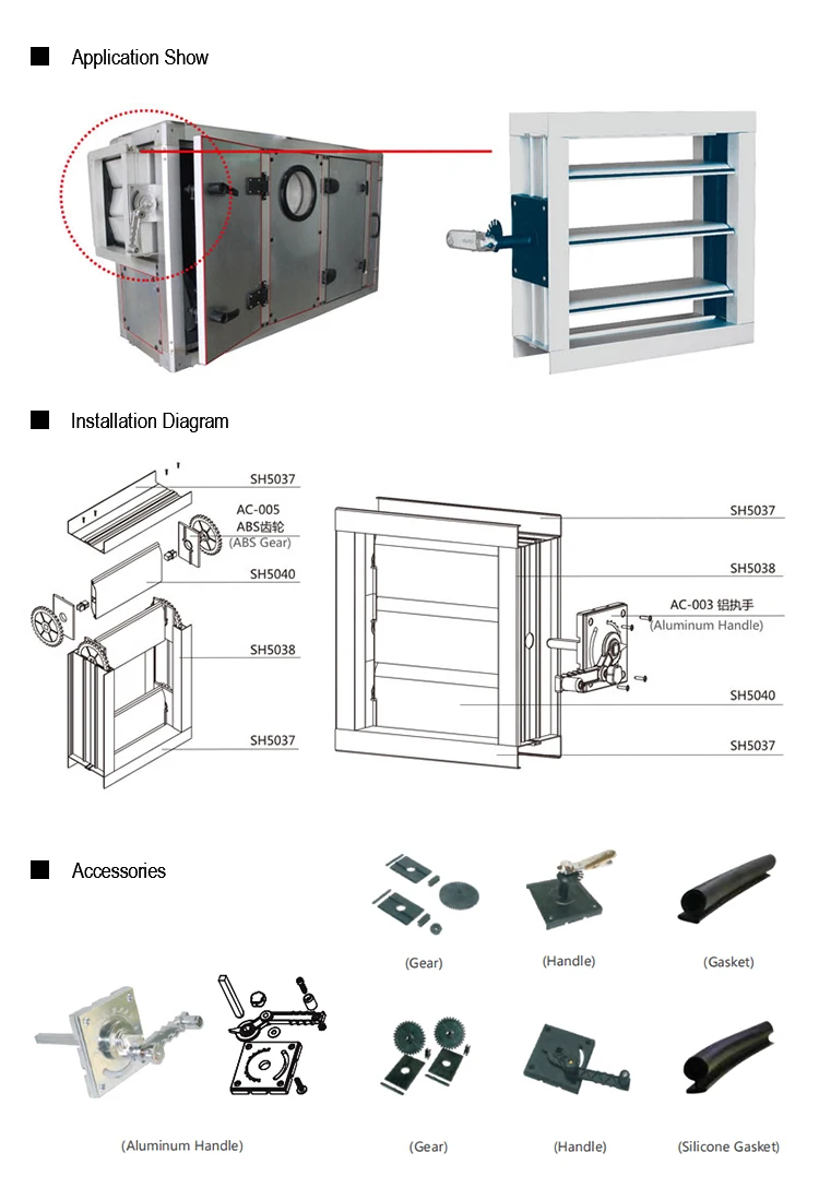 HVAC System AHU Air Handling Unit Aluminum Adjustable Damper