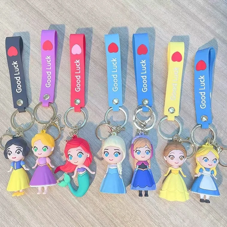 Cute Cartoon Princess Anna Elsa Keychain Pvc Key Chain For Women Bag ...