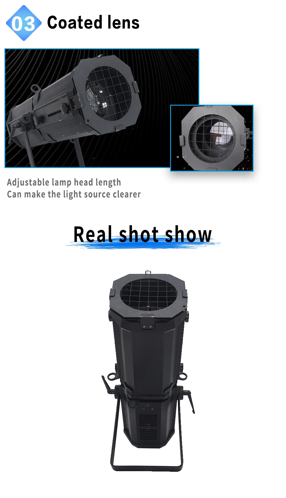Ellipsoidal Aluminum 300w Stage Profile Spot Theater Light Warm Cool ...