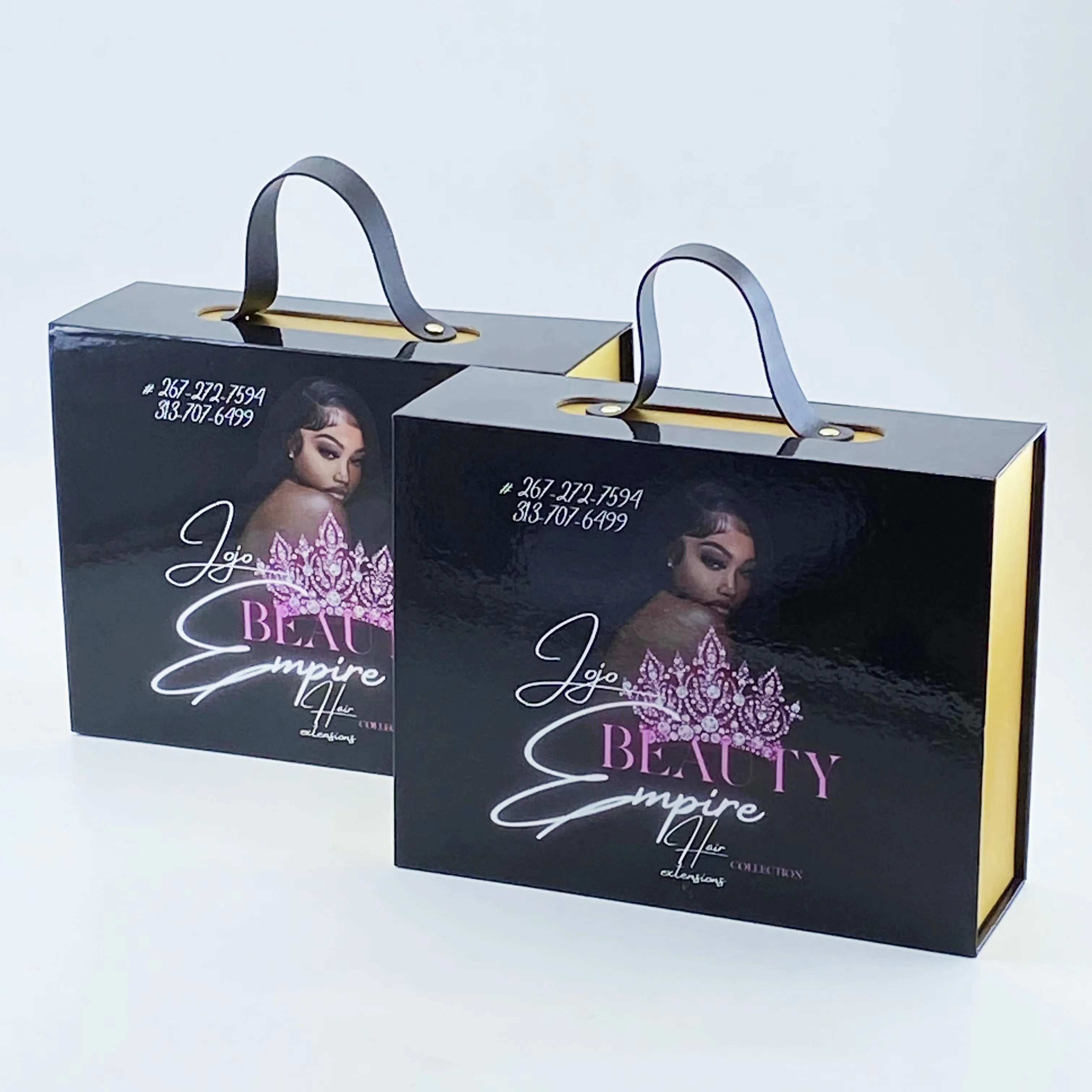Custom Flash Black Cardboard Box for Hair Extensions
