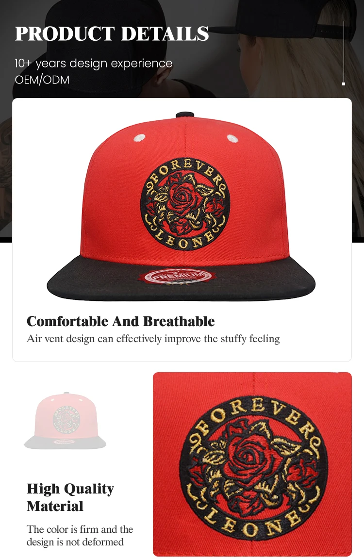 Premium Gorras Design 6 Panel Flat Bill Sports Caps Embroidery Metallic Thread Snapback Cap ...