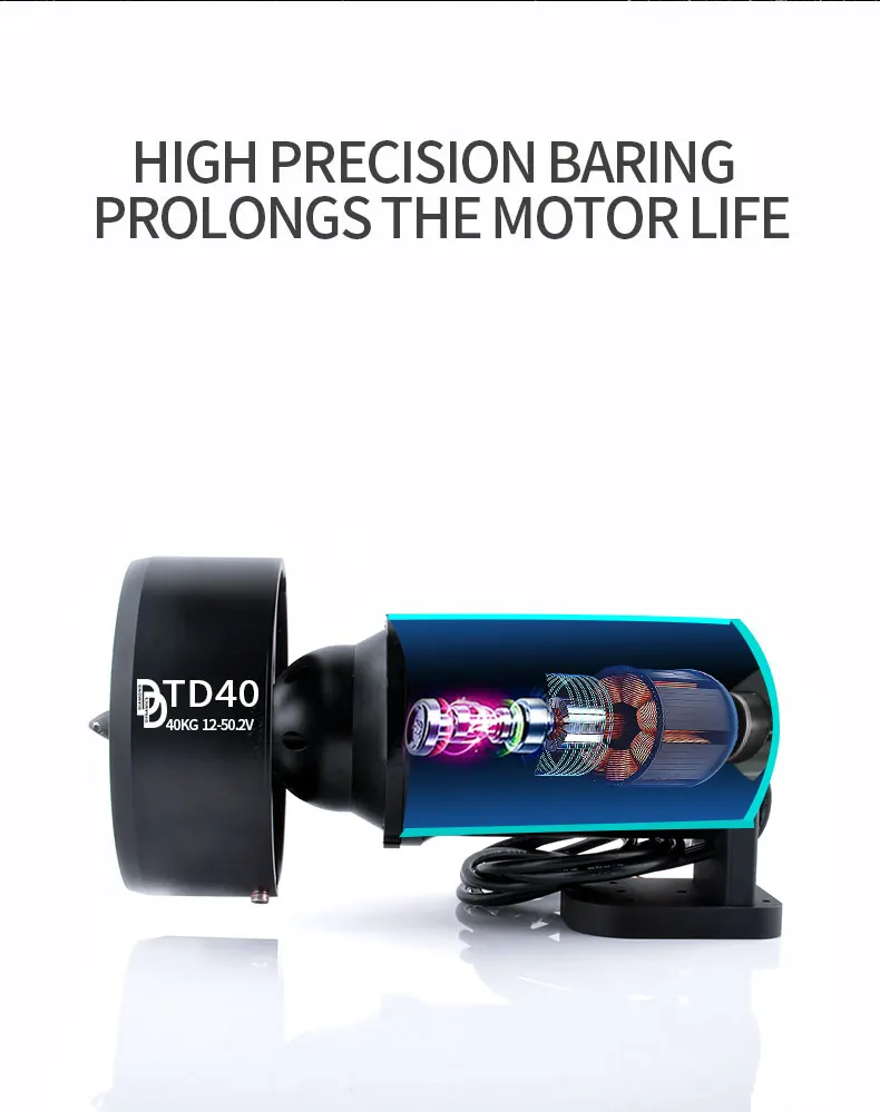 DD TD40 Waterproof Brushless Motor 3500W for RC Bait Tug Boat - 40KG ...