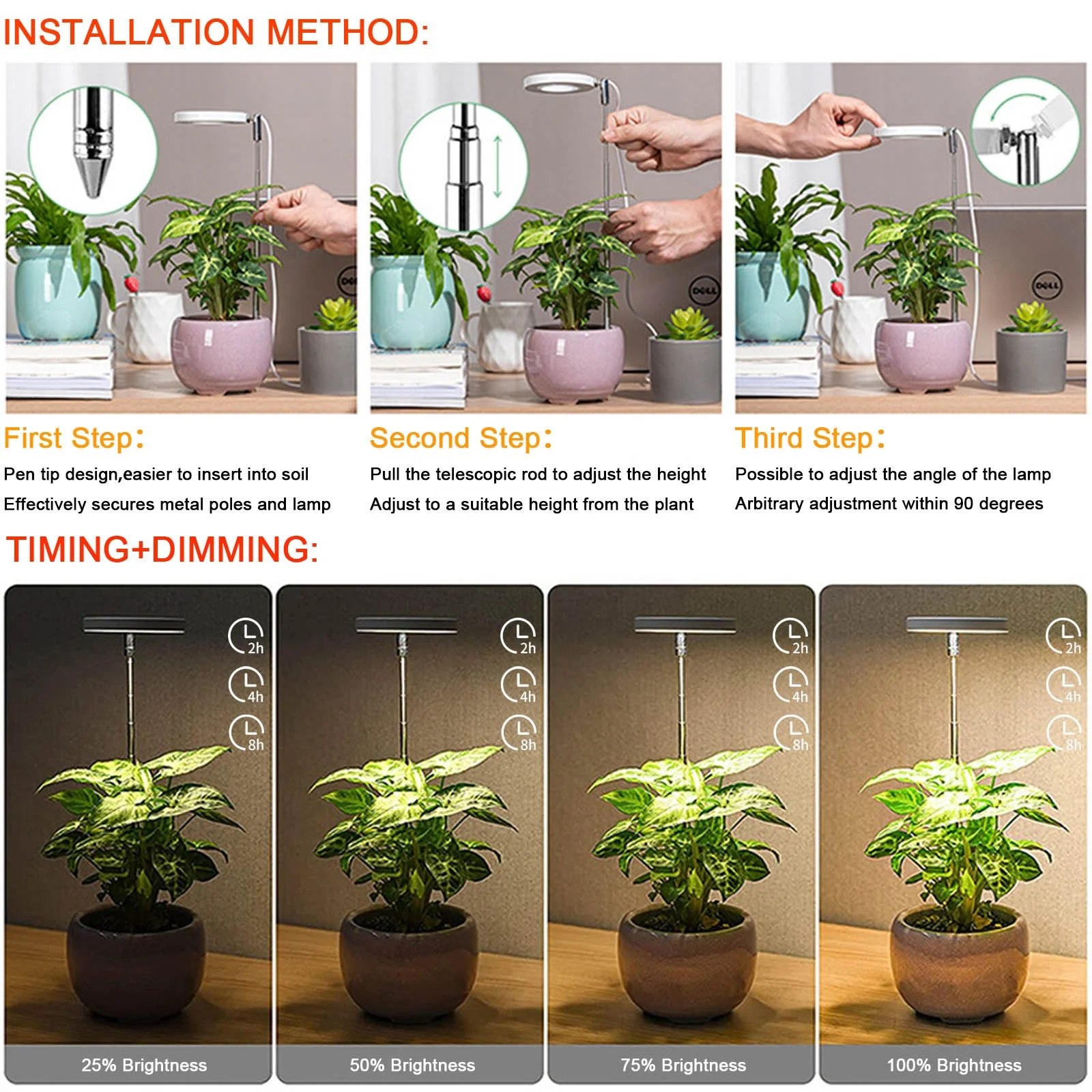 Liweida 6 Watt Usb Round Ring Plant Growth Light Timing Dimming ...