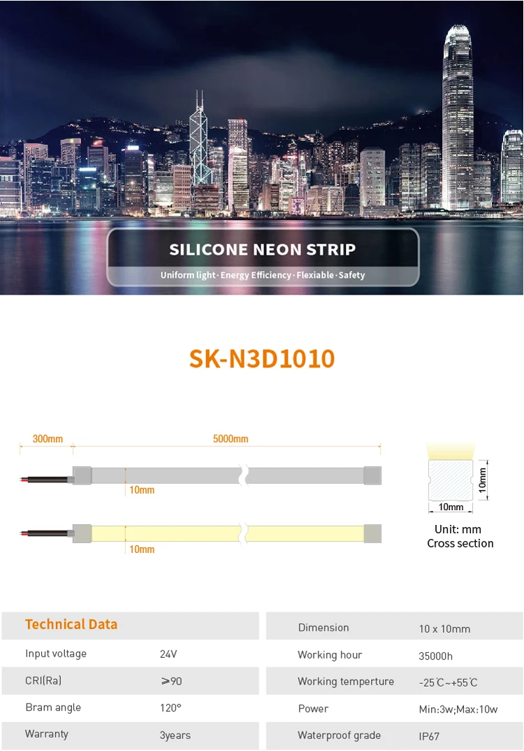 SHINESKY 3D Neon Sign LED Silicone IP67 Ra>90 DC24V Light Waterproof Light 1010 Neon Custom Led ...