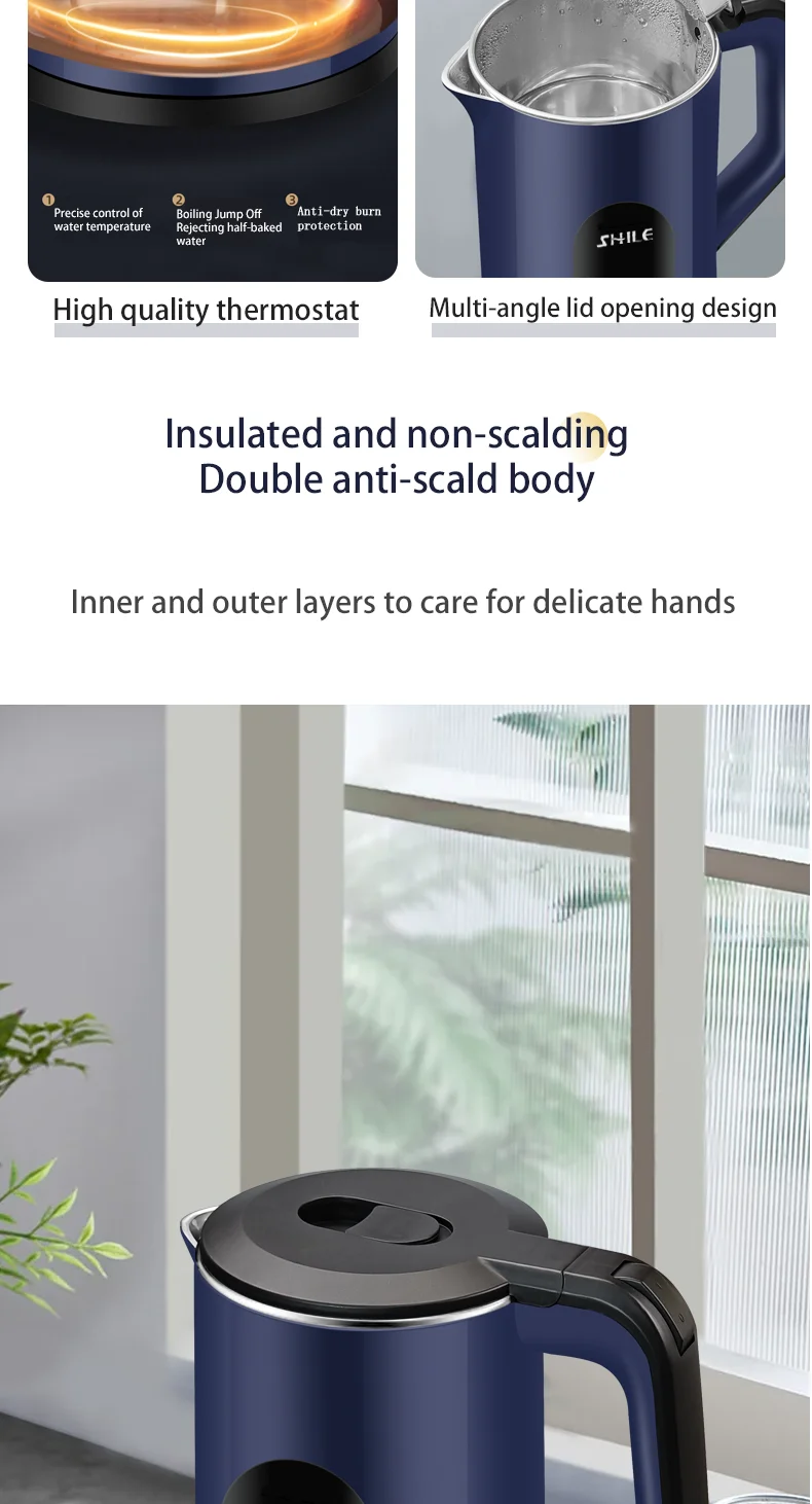 High-quality Stainless Steel Electric Kettle with One-Key Control Buttons