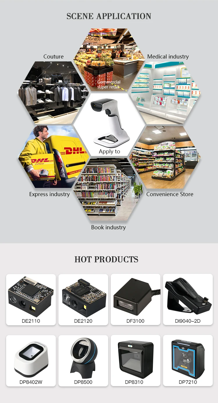 1d 2d Image Scanning Handheld Barcode Scanner Red Light Wireless ...