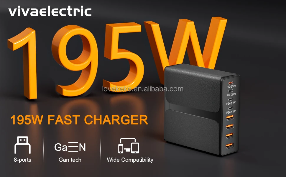 180w Multi Ports Fast Charging Station Charger Adatper With 4 Usb A And ...