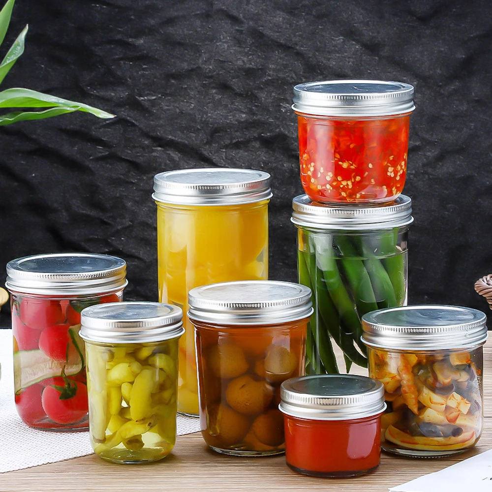 Embossed Pattern Food Storage Glass Jars - Durable & Decorative