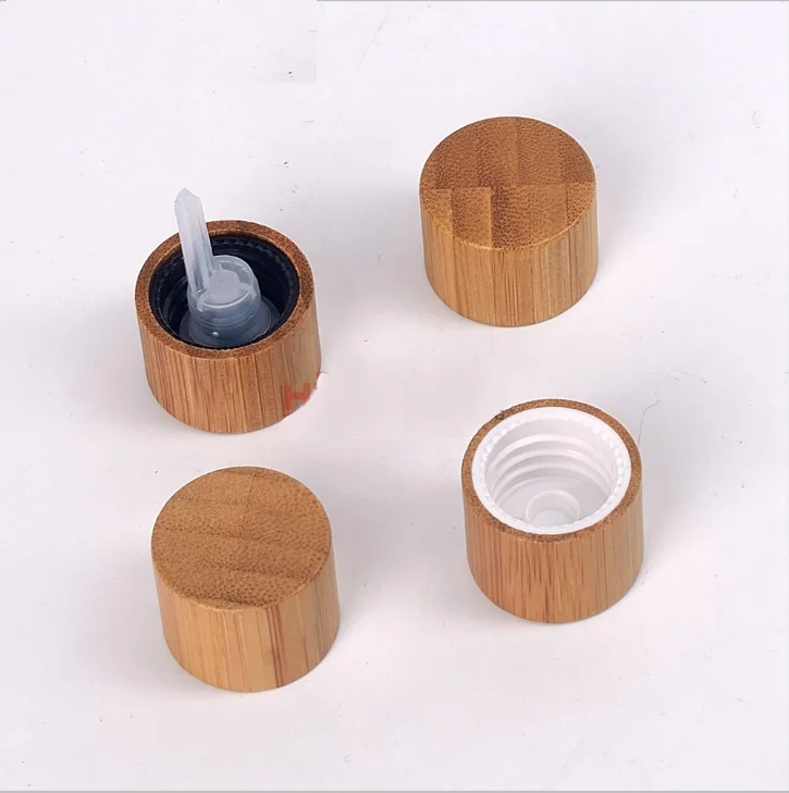 18/410 Natural Bamboo Screw Cap With Inner Dropper For Essential Oil ...