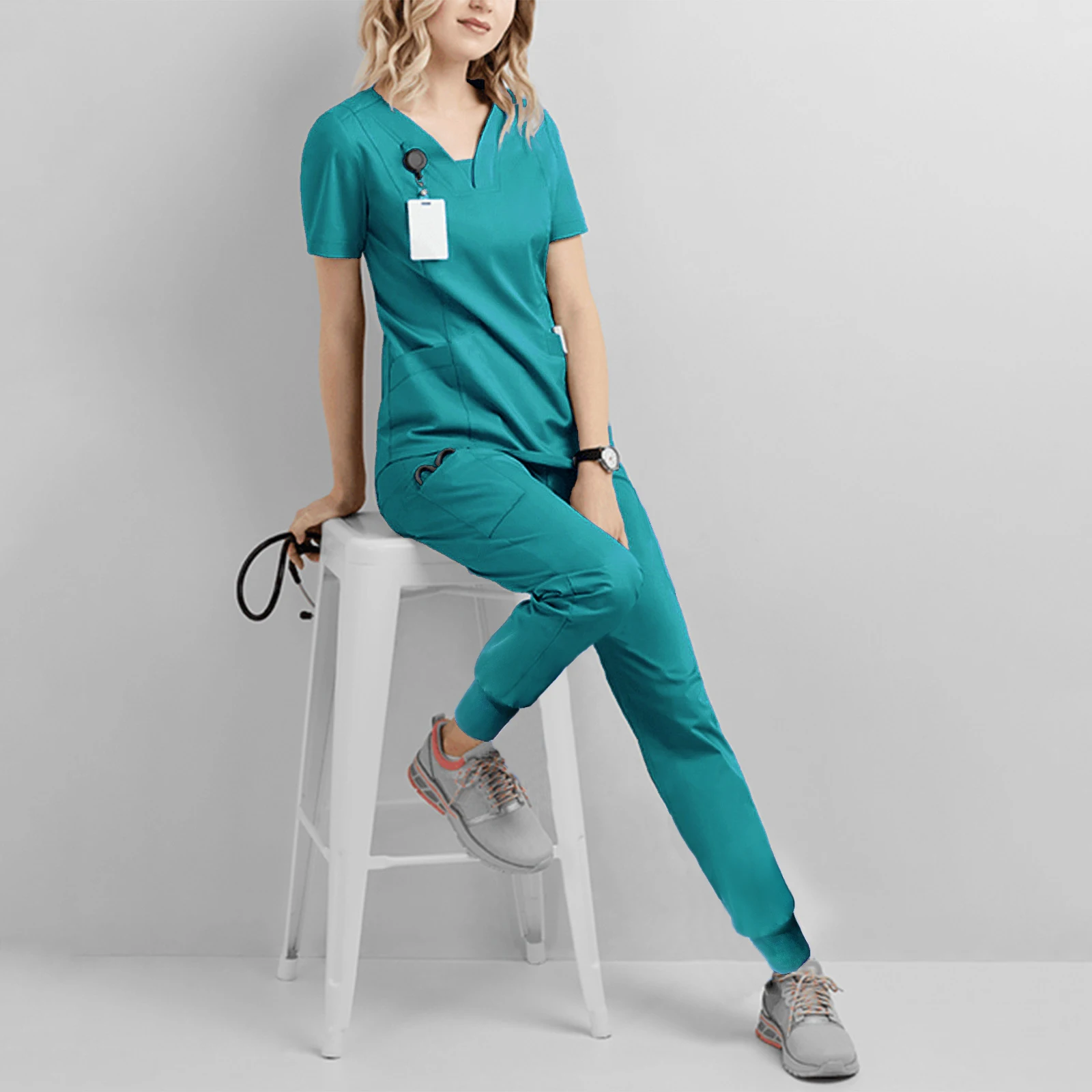 Dental Clinic Nursing Uniform Sets Short Sleeve Medical Scrubs Uniforms ...