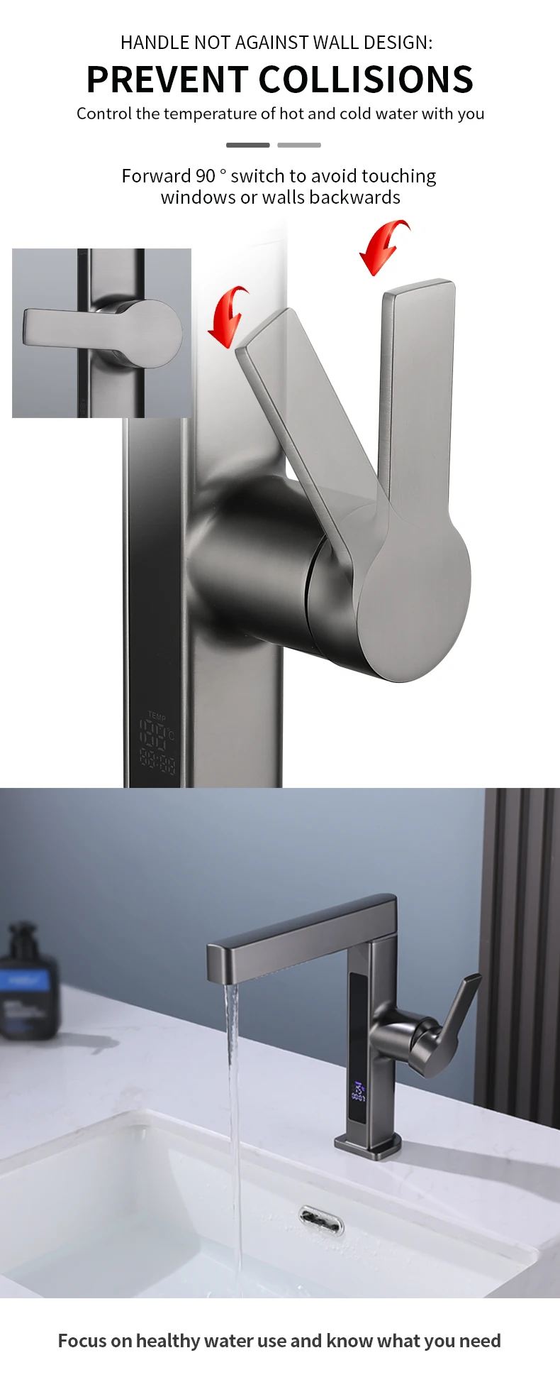 New Modern Smart Bathroom Pull Down Senor Faucets Brass Single Handle ...