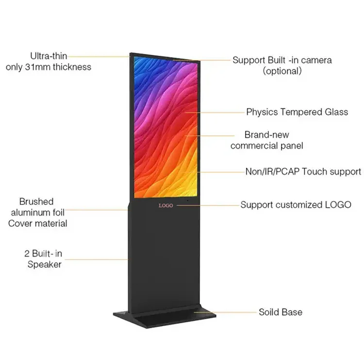 Android System Touch Screen Digital Signage Kiosk 55 Inch Floor ...