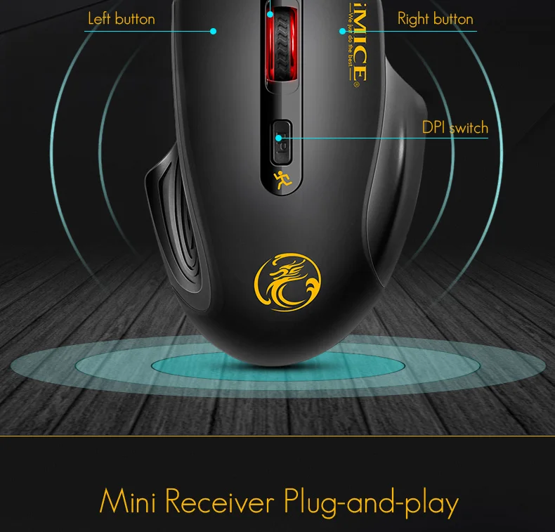 Imice E1800 Wireless 2.4G Office Mouse - 4 Buttons, 1600 DPI