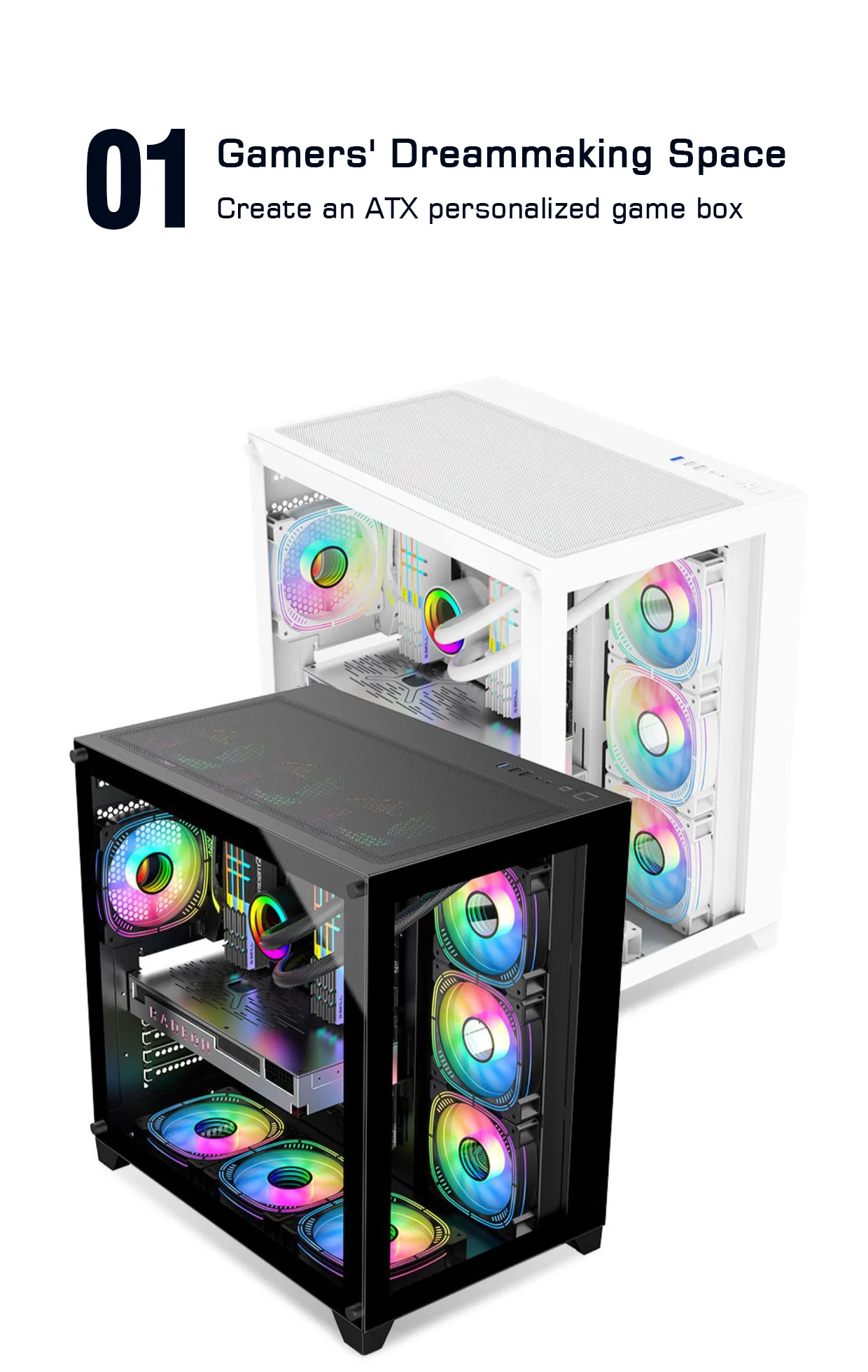 Lovingcool Mid Tower PC Case with Side Panel Window & Cooling System