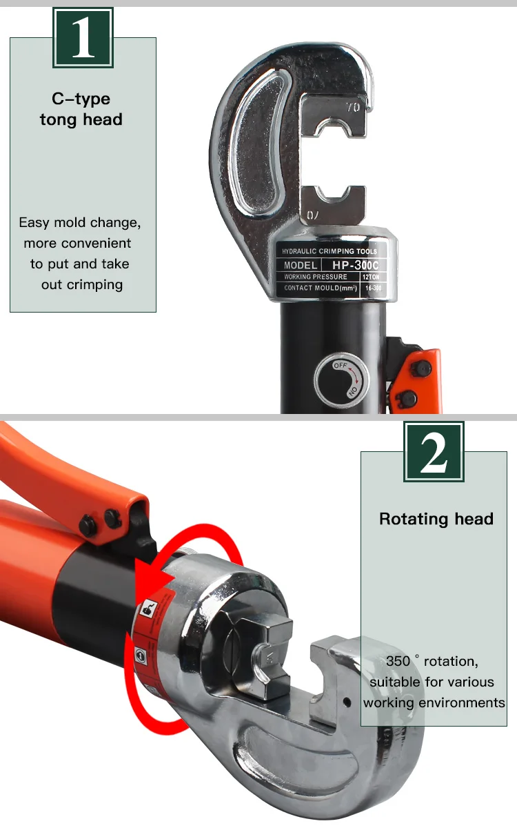 Hydraulic Crimping Tool 16-300mm2 With C-shape Rotatable Head - Buy ...