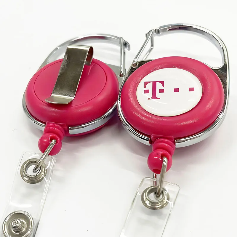 3.5cm Pink Rotatable Plastic Retractable Badge Reels Sublimation Badge ...