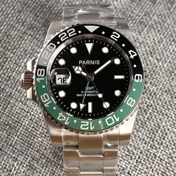 Parnis Gmt 40mm Left-handed Automatic Men Wristwatch Sapphire Glass ...