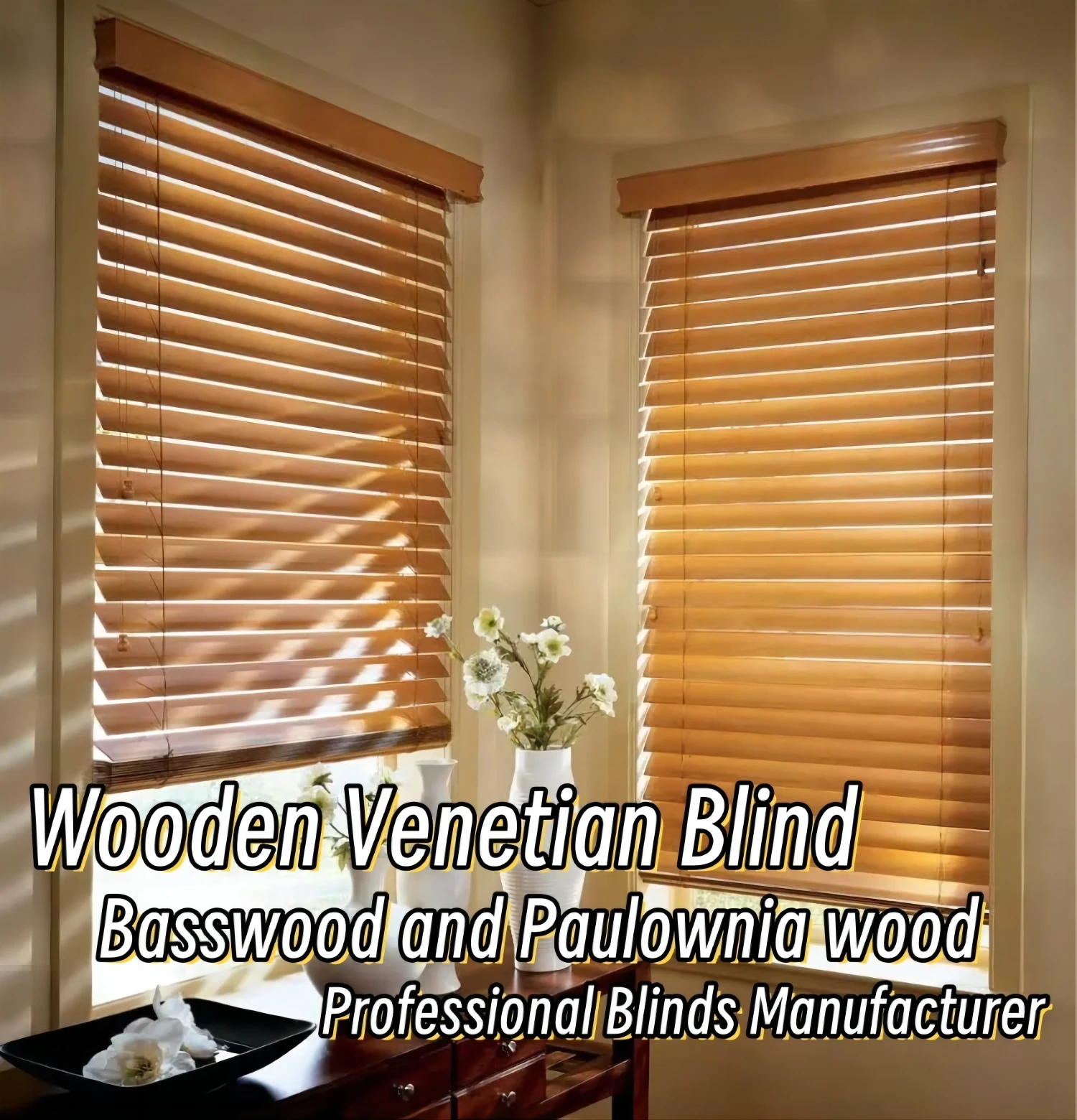 Wholesale Custom Sizes Basswood Blinds with Tuya APP Control
