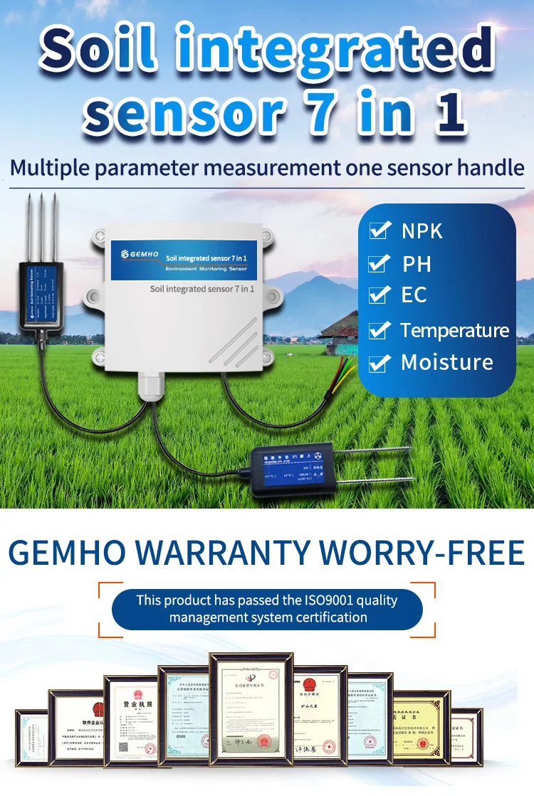 Rs485 Modbus Output Smart Agriculture 7 In 1 Ec Conductivity Ph Npk Temperature Moisture Soil 5 ...
