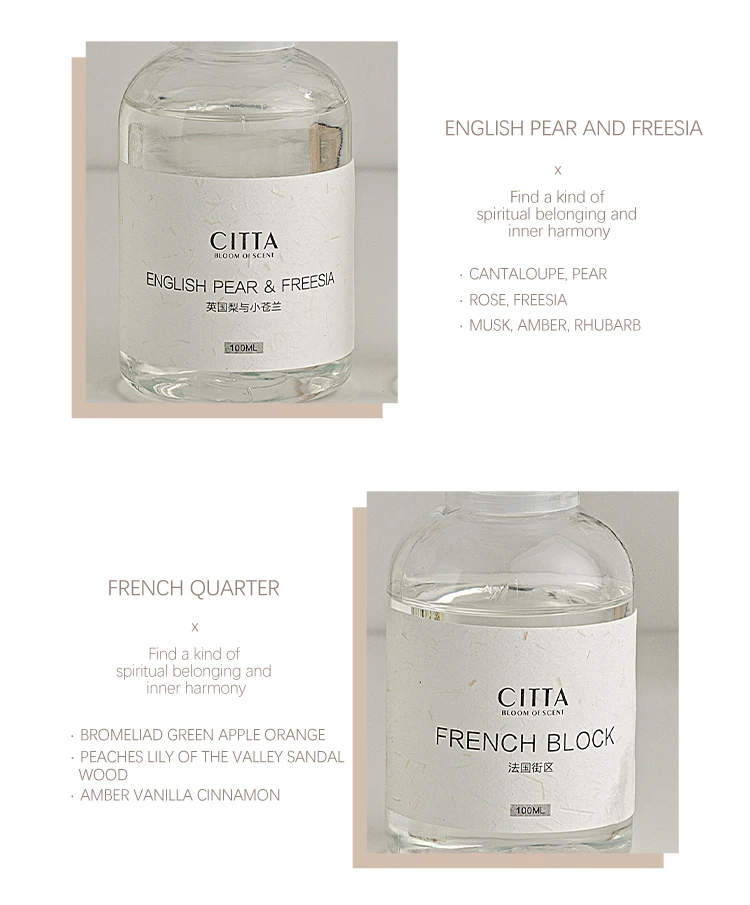 Aromatherapy Reed Diffuser Set In Custom Glass Bottles Oem