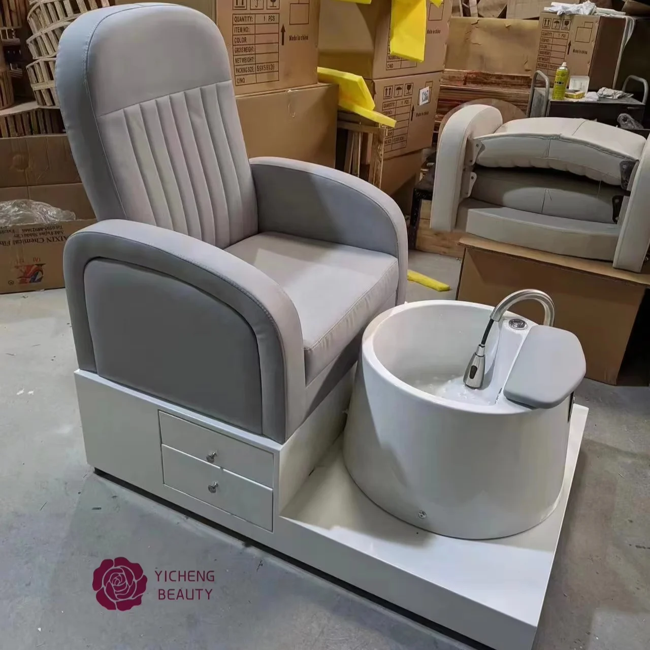 Yicheng Beauty Luxury Modern Grey Color Pedicure Chairs with Foot Spa ...