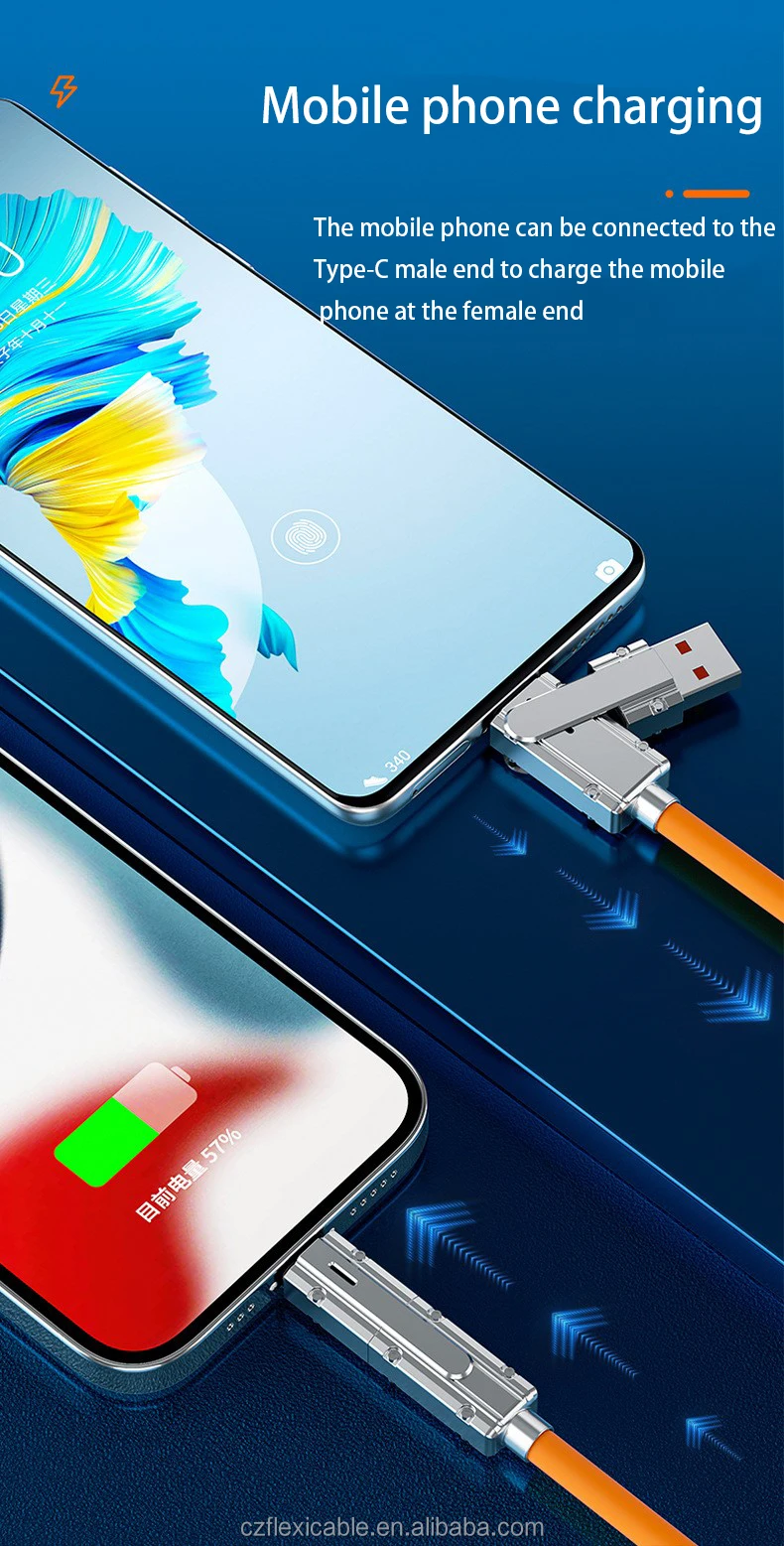 Hot 100w Liquid Silicone Usb Cable 4 In 1 Fast Charging Zinc Alloy Data ...