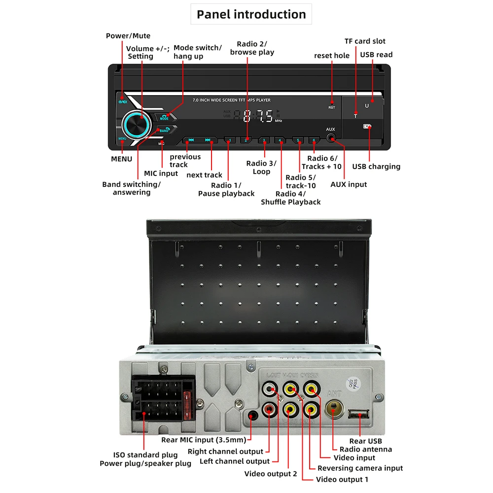 1 Din Android Car Radio 7 Inch Retractable Car Dvd Player Universal Car ...