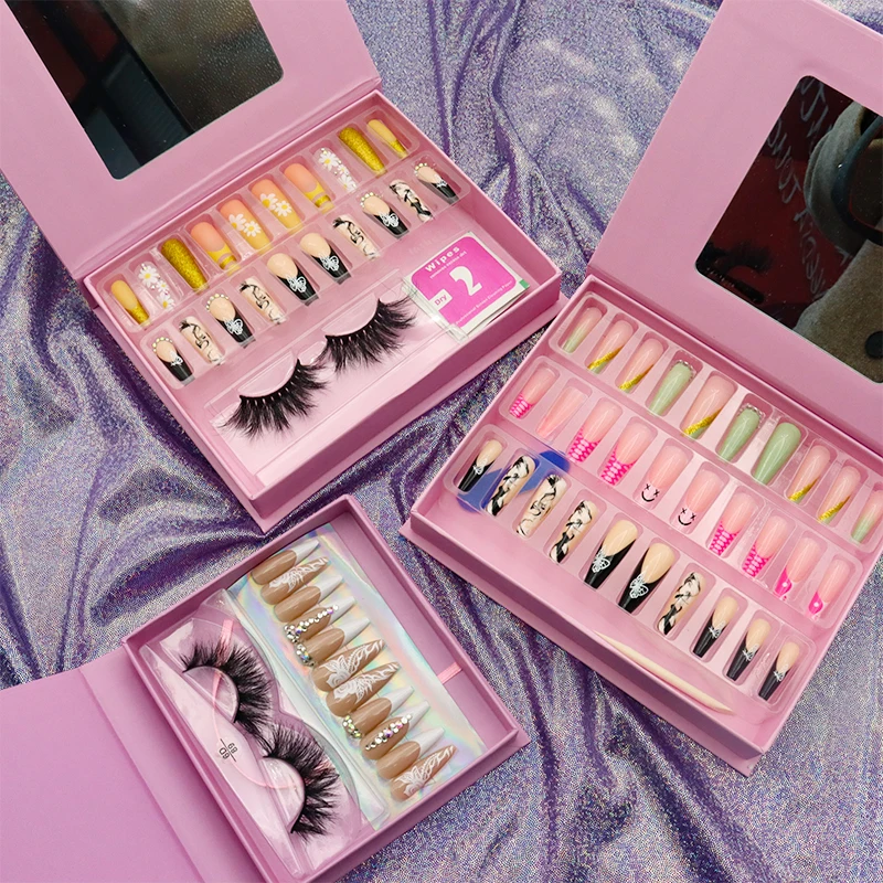 Wholesale Mink Eyelashes Finger Nail With Customize Box 25mm Mink ...