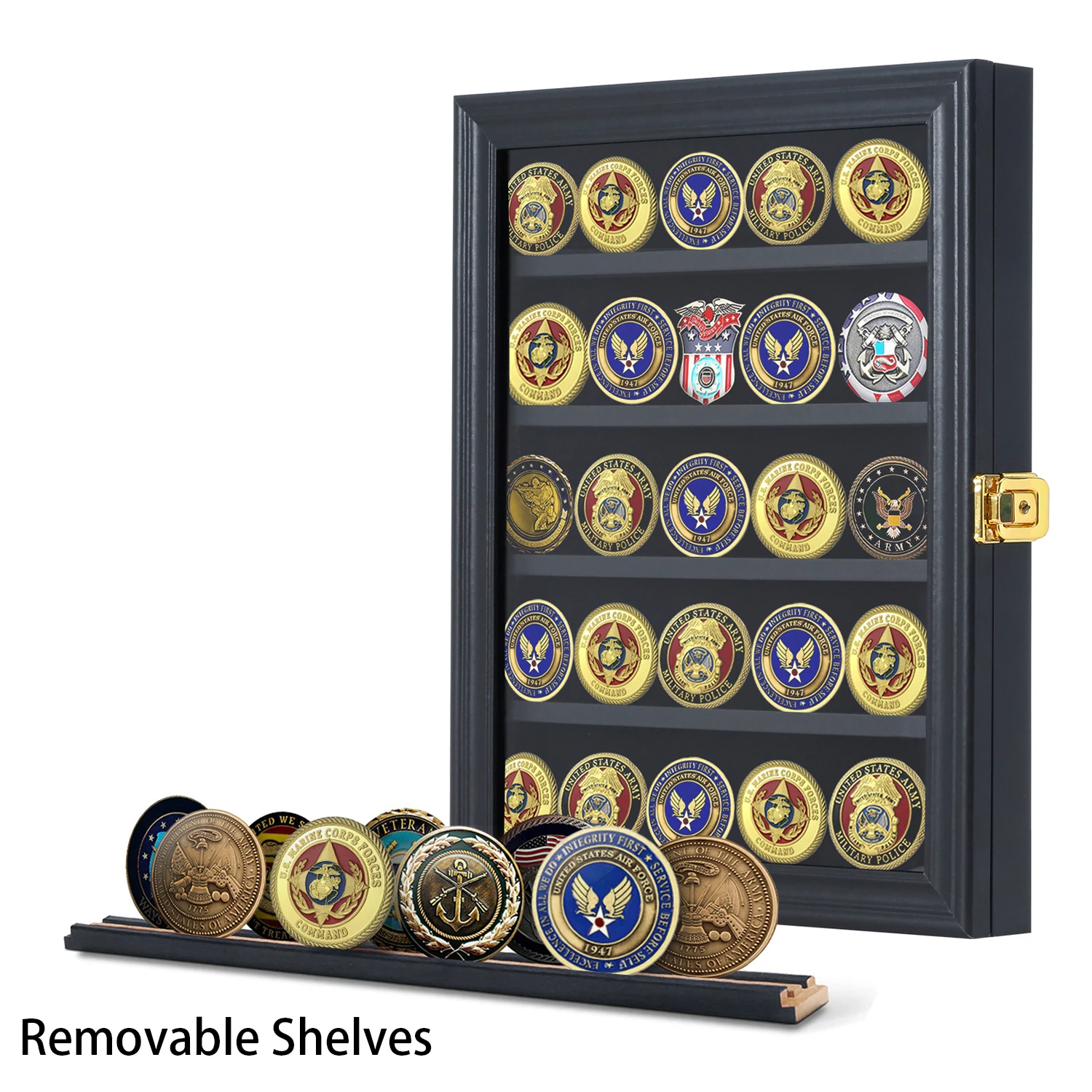 Secure and Stylish Challenge Coin Display Case - Lockable