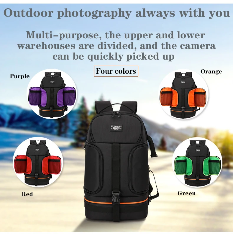 Camera Backpack Waterproof Shockproof Shoulders Tripod Case With ...