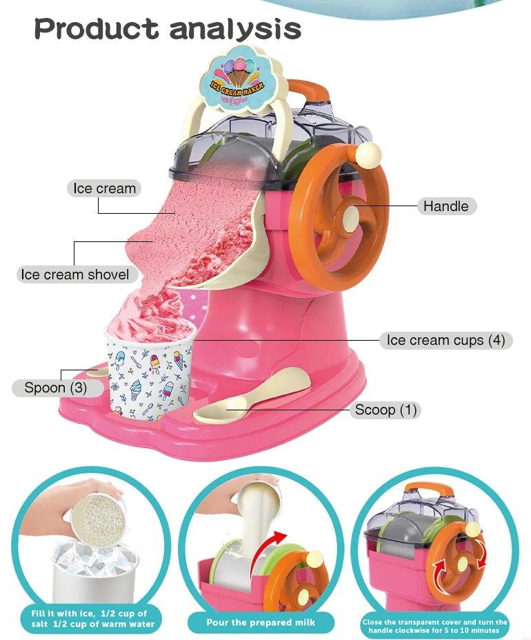 Interesting Pretend Play Kitchen Toys Play Set Diy Ice Cream Maker Toy ...