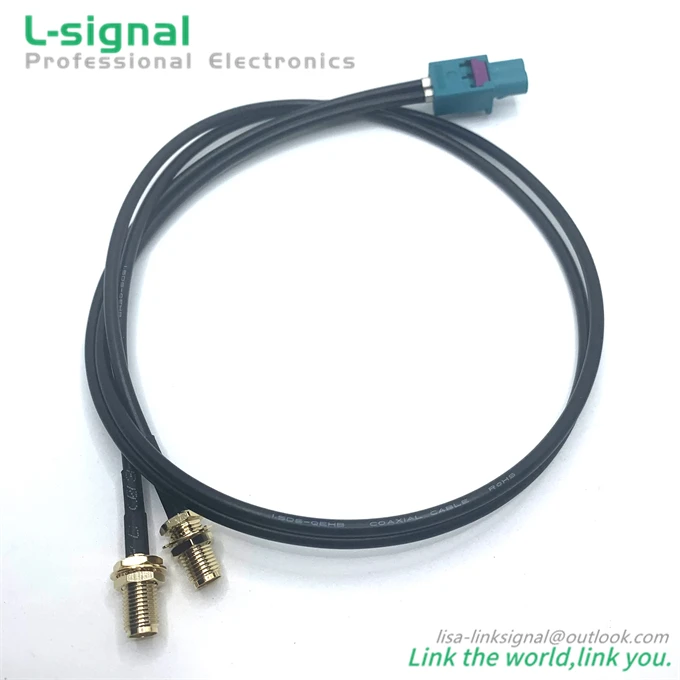 2pin Mini Fakra HFM Z Connector to SMA Female Bulkhead Cable Assembly