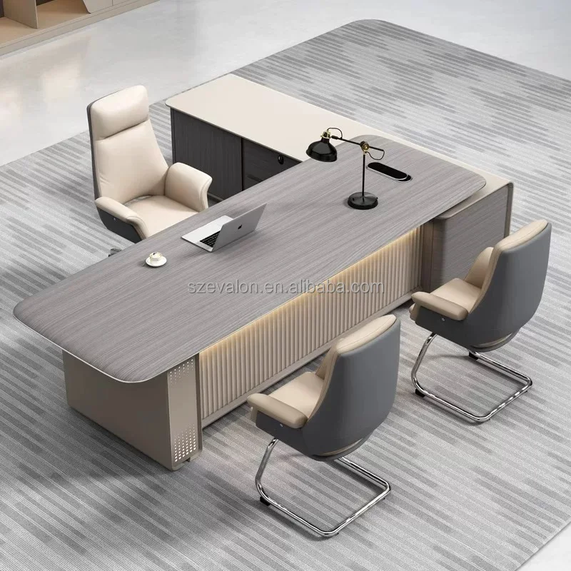 Office Table and Chair Set Executive Desk Melamine Manager Ceo ...